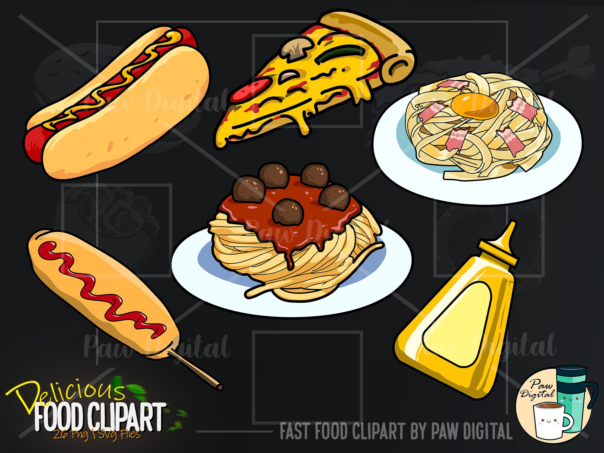 Fast Food Clipart Set Digital Download SVGPNG Files - Etsy Australia