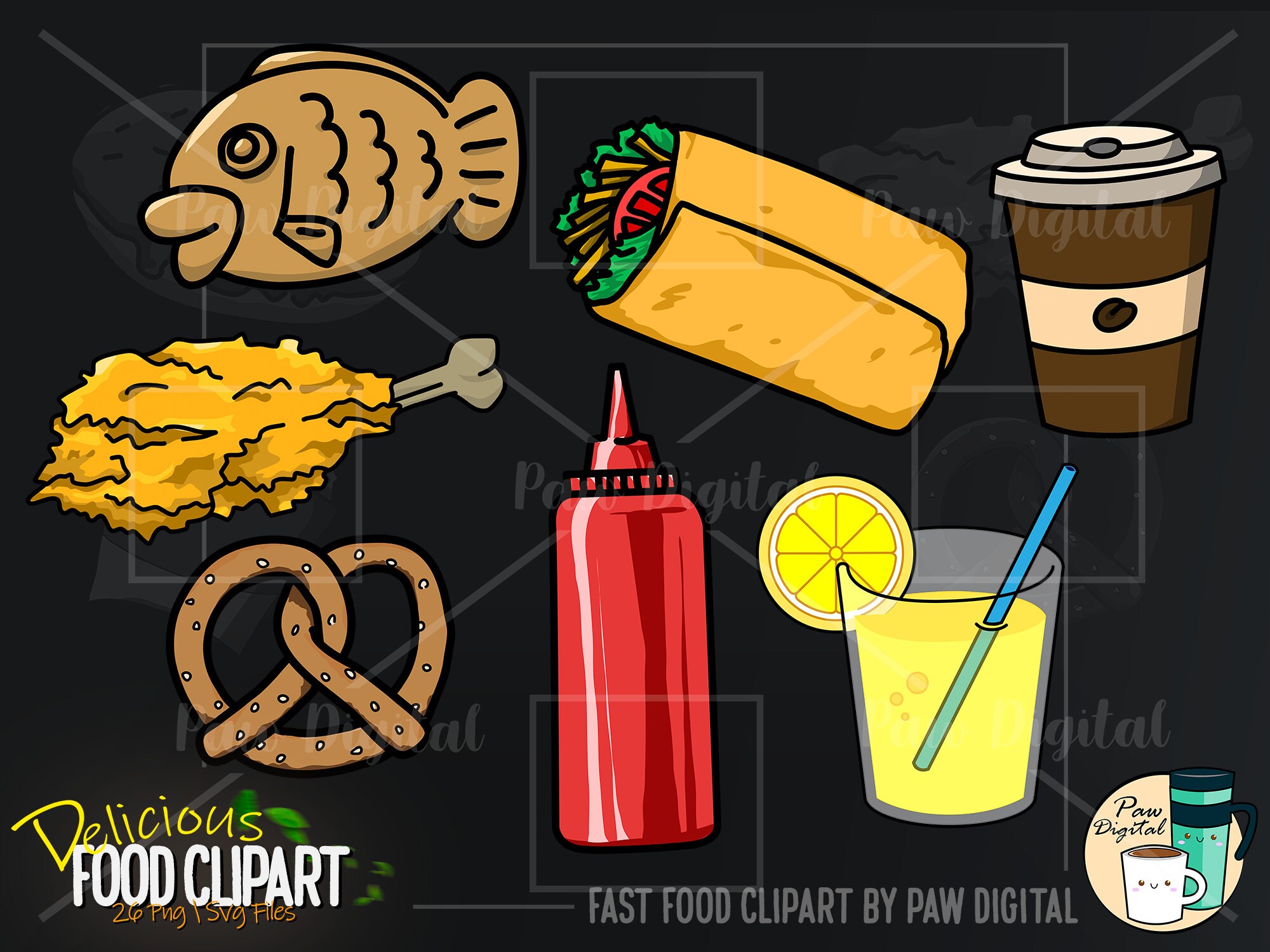 Fast Food Clipart Set Digital Download SVGPNG Files - Etsy Australia