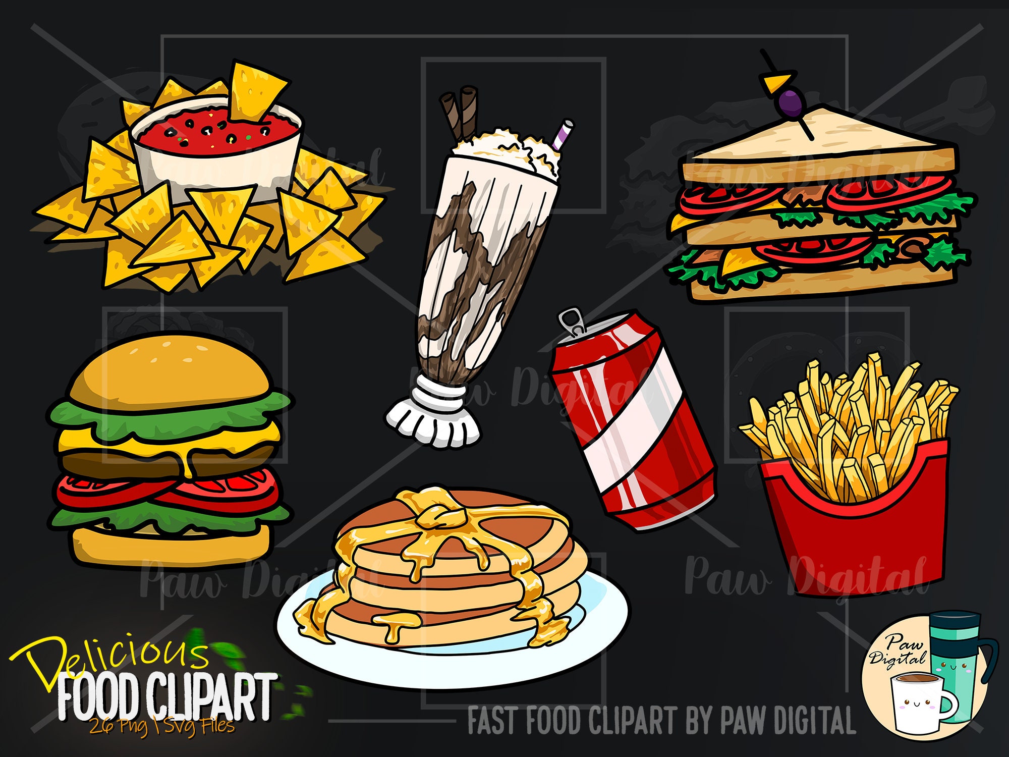 Fast Food Clipart Set Digital Download SVGPNG Files - Etsy Australia