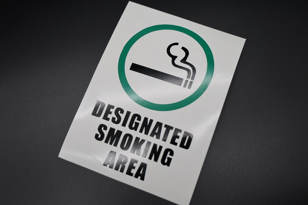 Designated Smoking Area Sign Vinyl Decal Sticker Smoking Waterproof ...