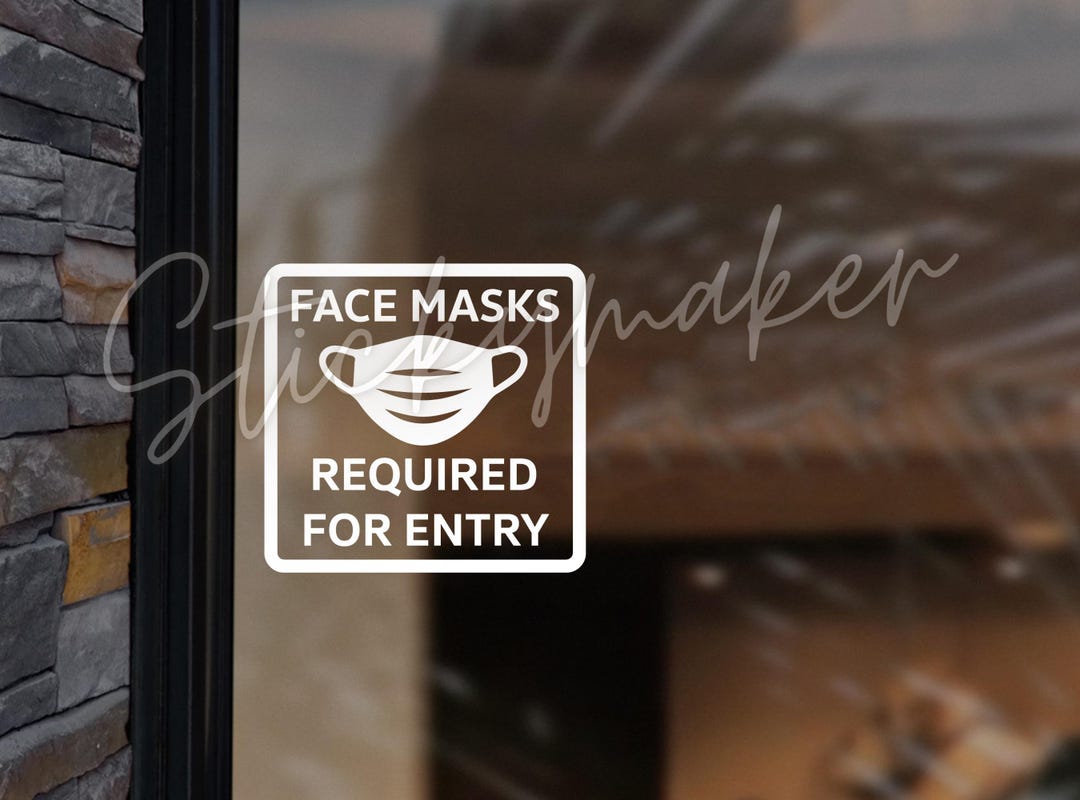 Face Masks Required for Entry Decal | Vinyl Safety Sign for Doors and ...