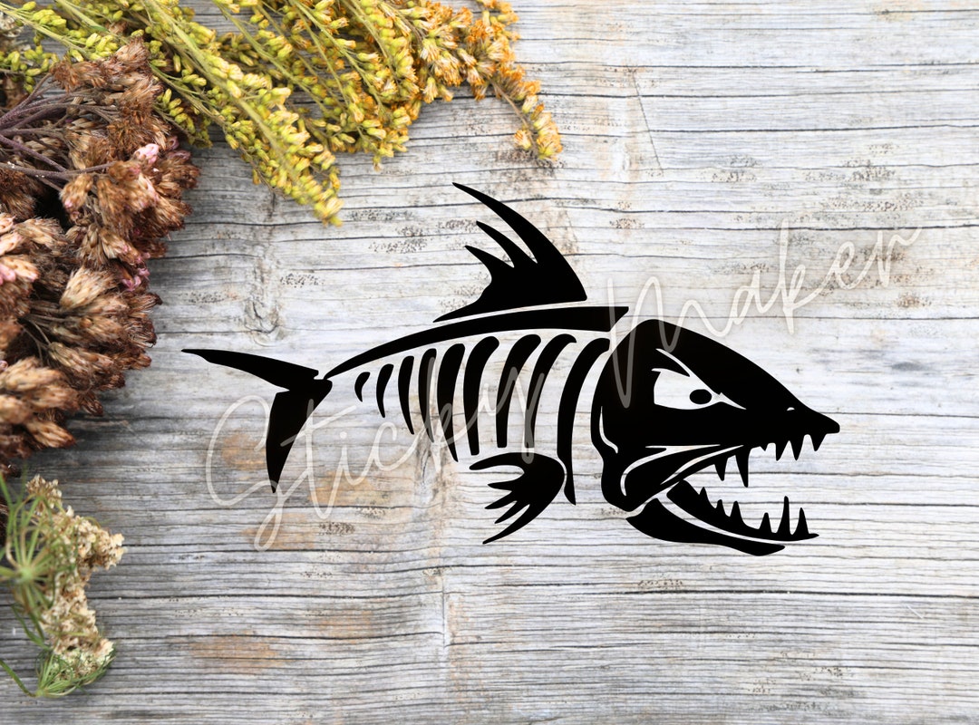 Fish Bone Decal Bonefish Fishbone Car Decal Fishing - Etsy