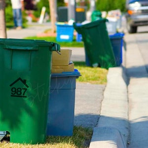 Garbage Bin House Number Set of 3 Recycle Bin Number Green Bin Trash ...