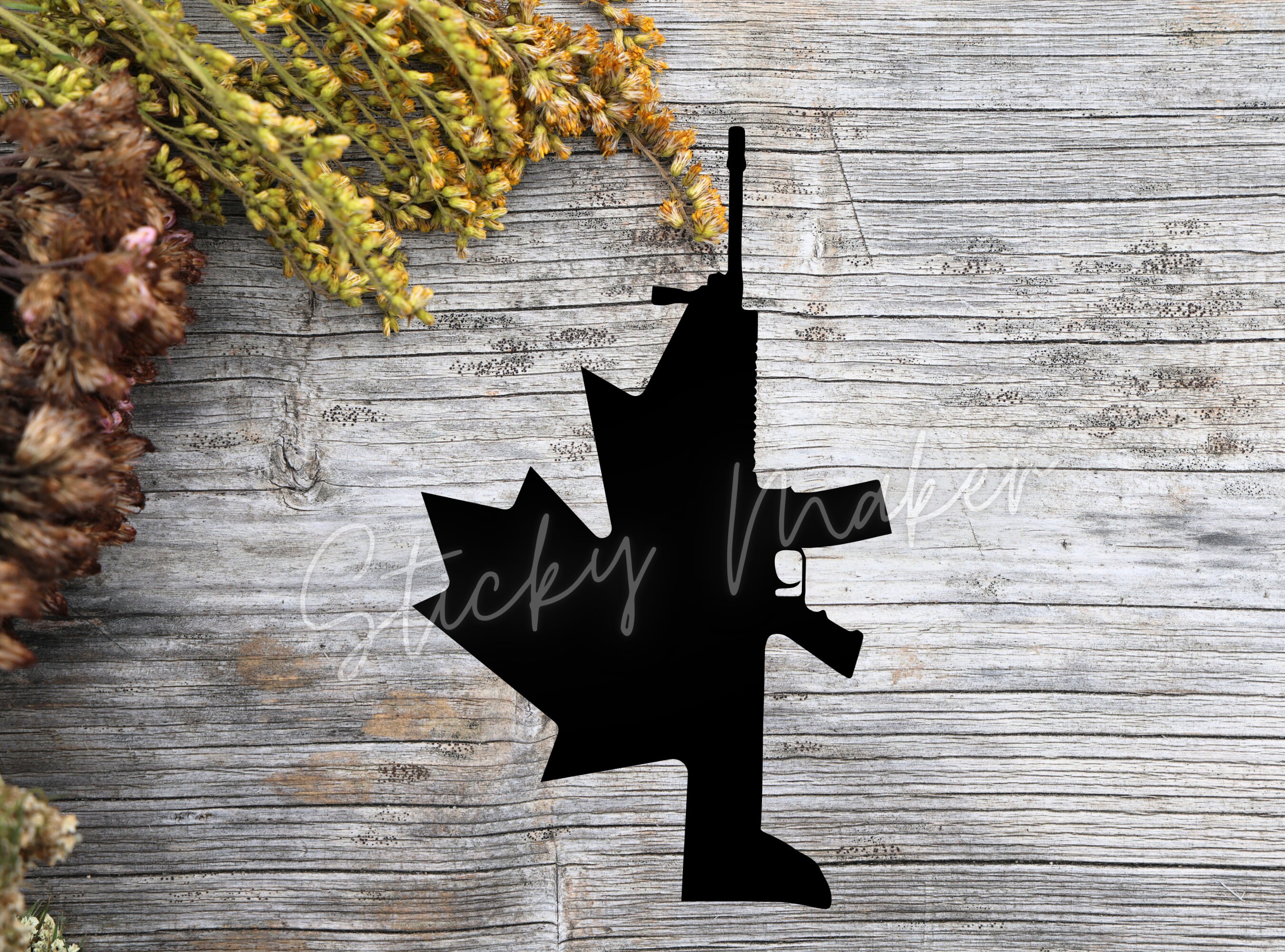 Canada Flag Gun Vinyl Sticker, Canadian Patriotic Decal for Car ...