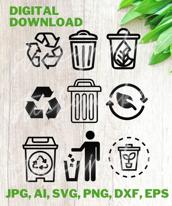 Garbage Trash Recycle Compost SVG Green Bin Digital - Etsy