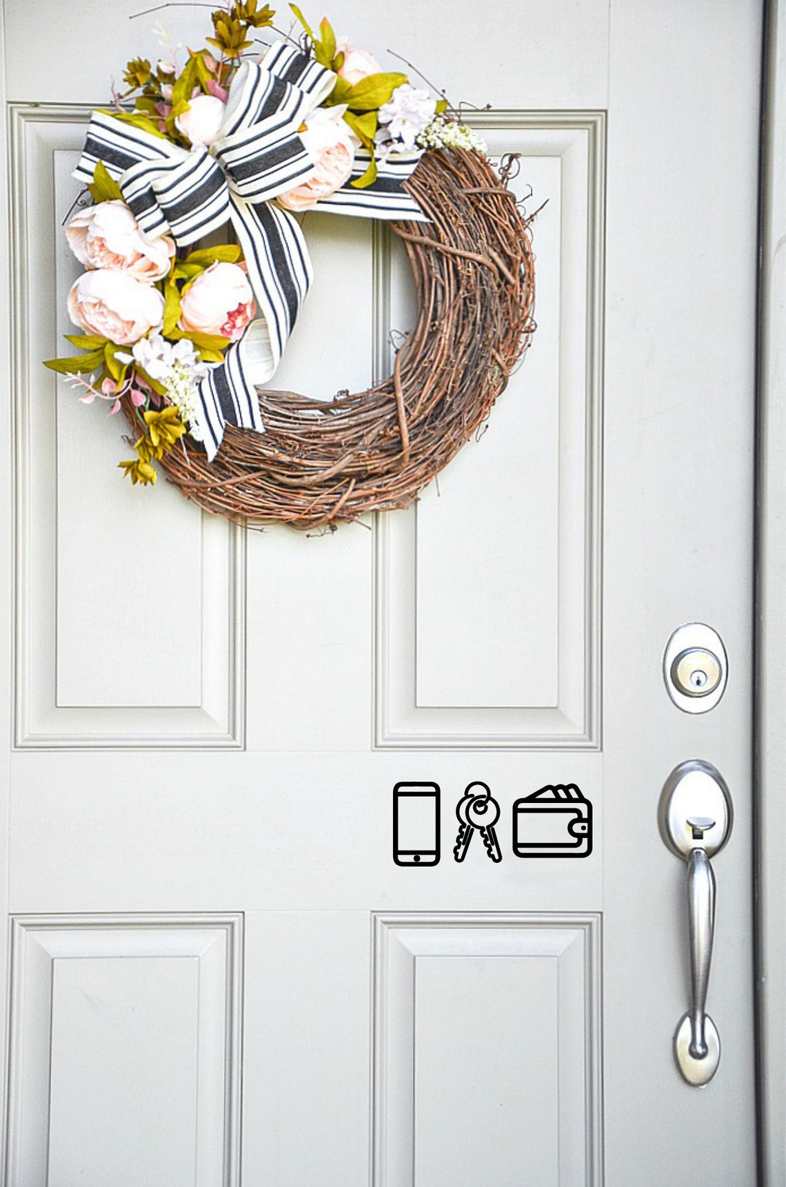 Phone Keys Wallet Door Vinyl Decal | Home Reminder Decor - Etsy