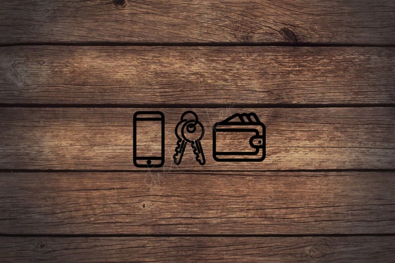 Phone Keys Wallet Door Vinyl Decal | Before Leaving Reminder | Guest ...