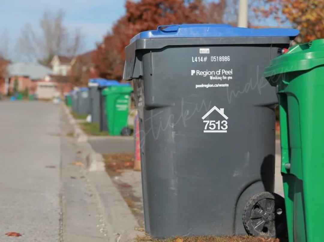 Garbage Bin House Number Set of 3 Recycle Bin Number Green Bin Trash ...