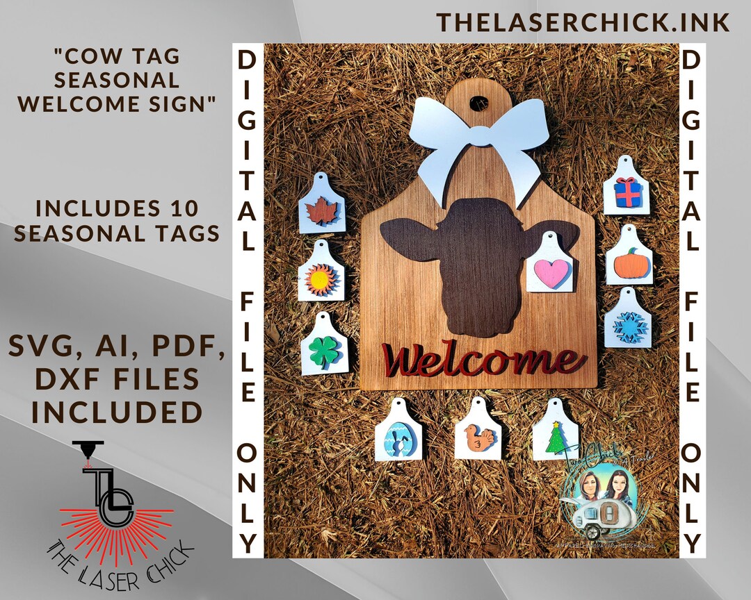 Cow Tag Seasonal Welcome Sign - Etsy