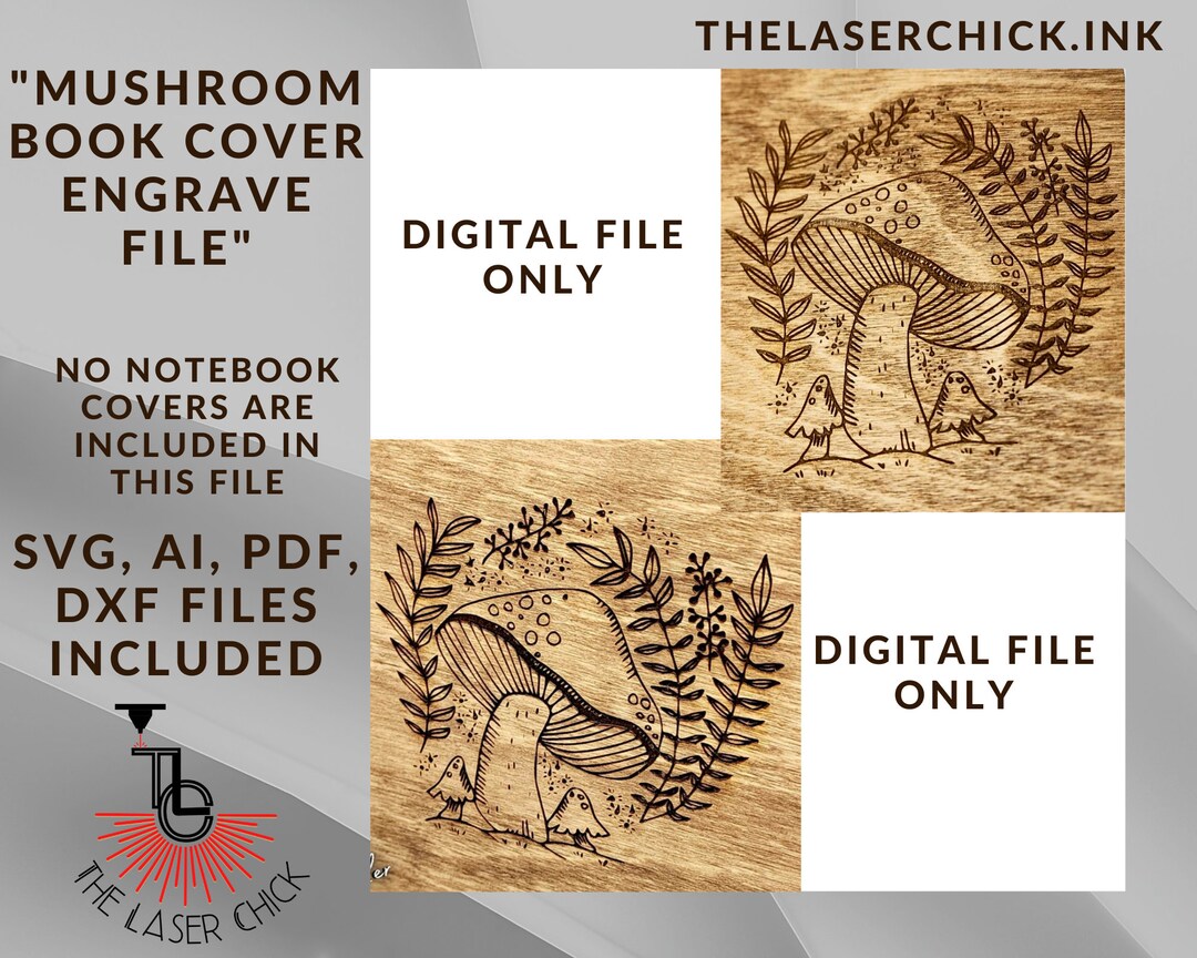 Mushroom Book Cover Engrave File - Etsy