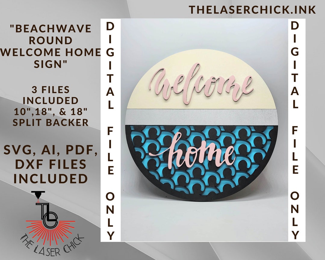 Beachwave Round Welcome Home Sign - Etsy
