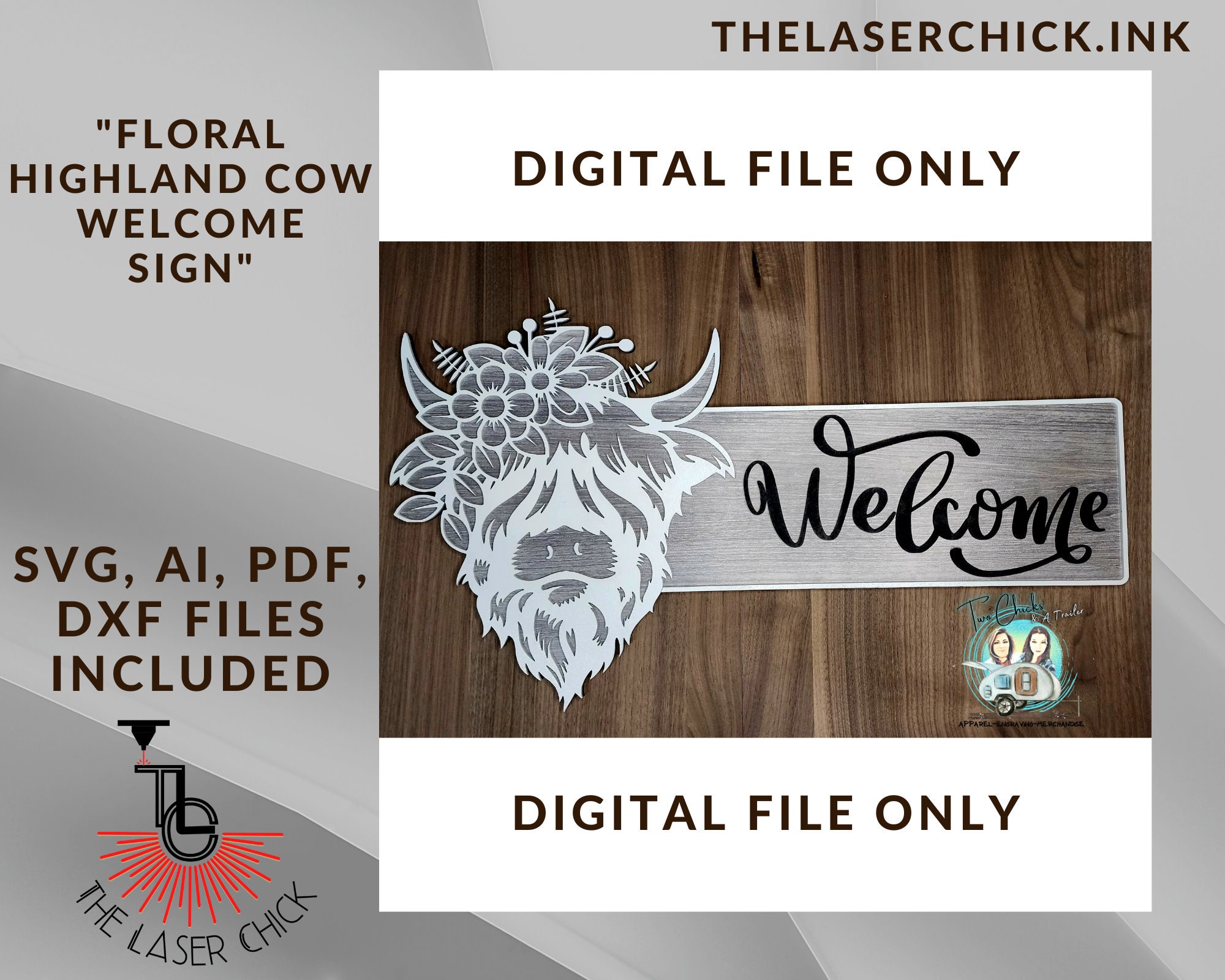 Floral Highland Cow Welcome Sign - Etsy