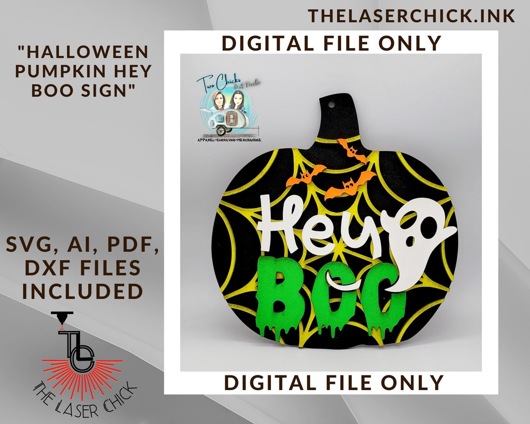 Halloween Pumpkin Hey Boo Sign - Etsy