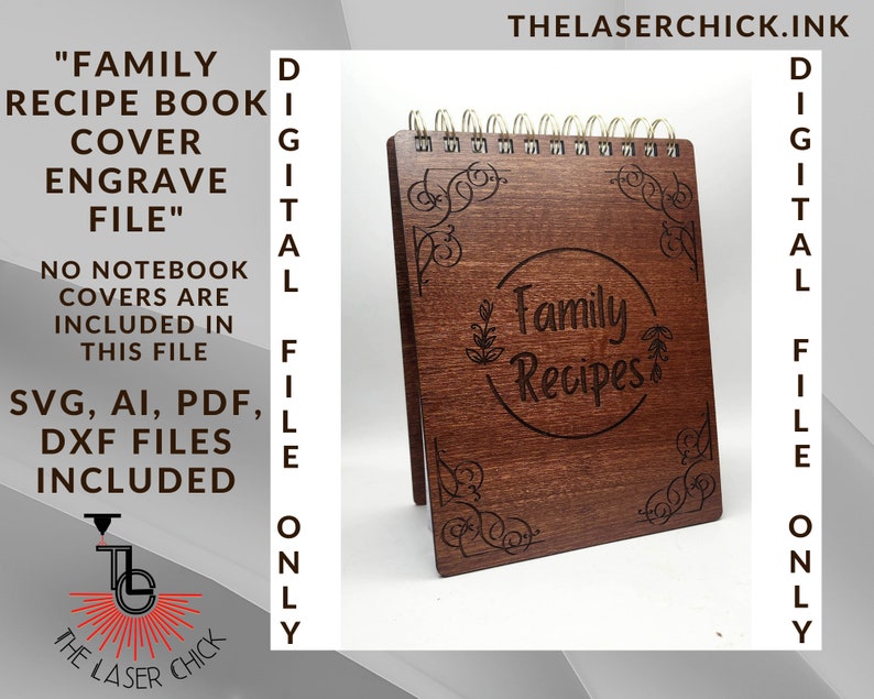 Family Recipe Book Cover Engrave File - Etsy
