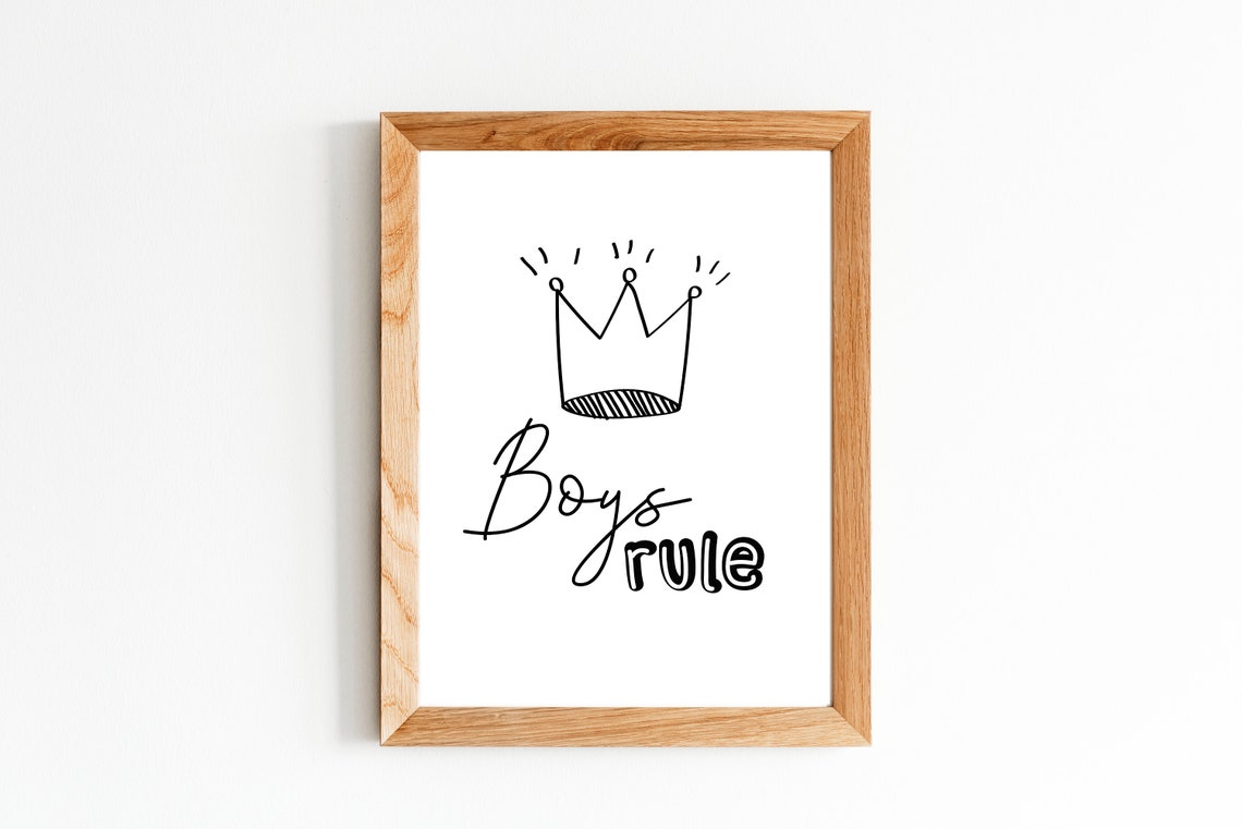 Wall Art Boys Rule Printable Decor for Boys Room Poster Fun Boys Art ...
