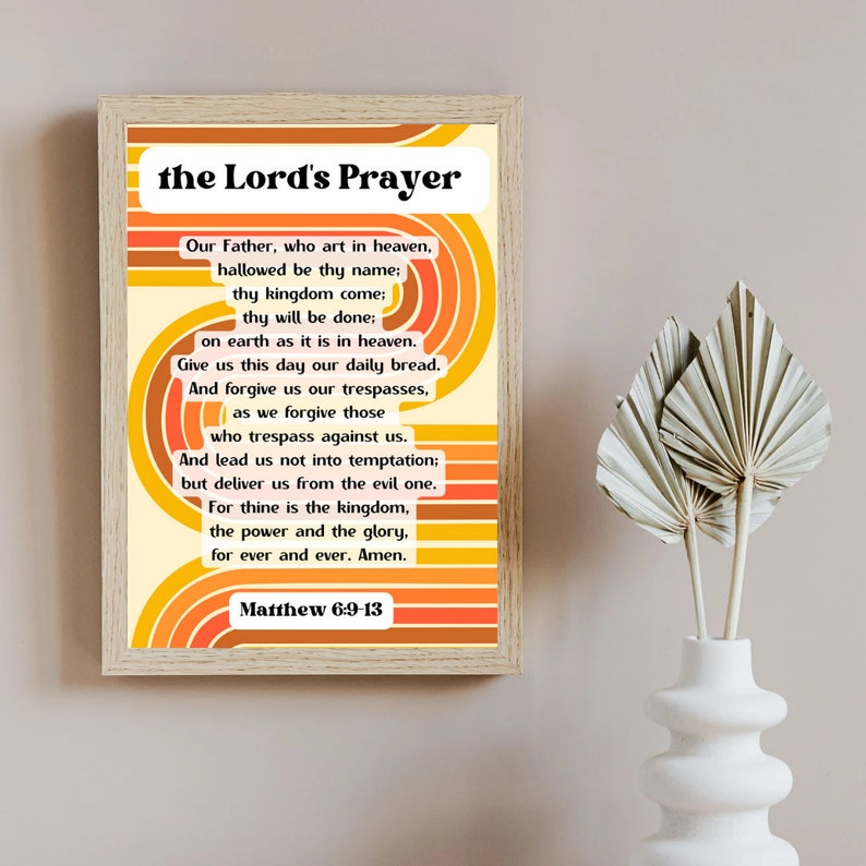 Lords Prayer Sign Our Father in Heaven Print Praying Wall Art Poster ...