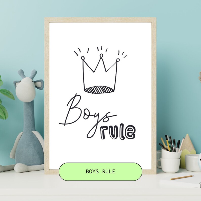 Wall Art Boys Rule Printable Decor for Boys Room Poster Fun Boys Art ...