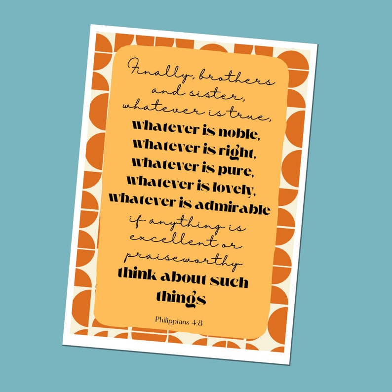 Whatever is Lovely, Philippians 4:8 Bible Verse Wall Art, Modern ...