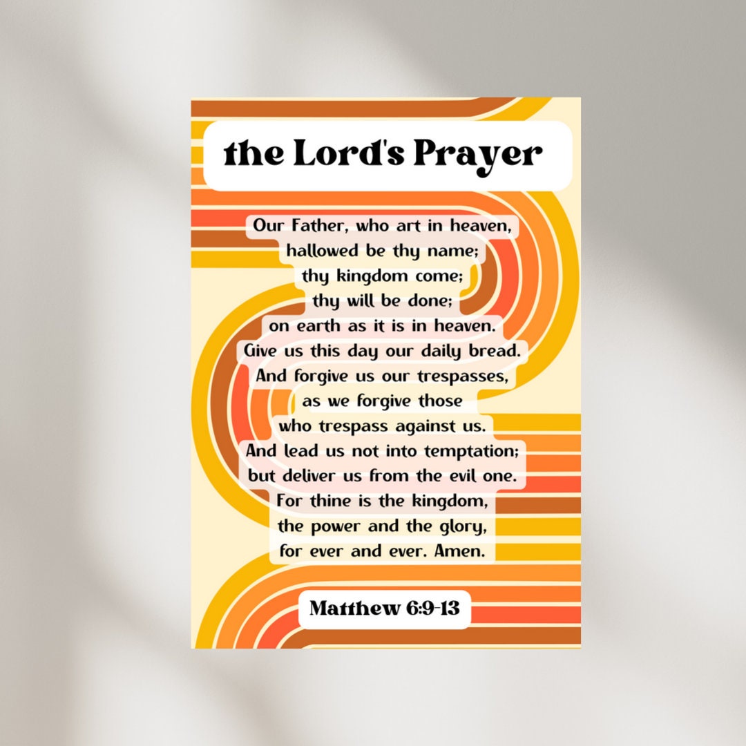 Lords Prayer Sign Our Father in Heaven Print Praying Wall Art Poster ...