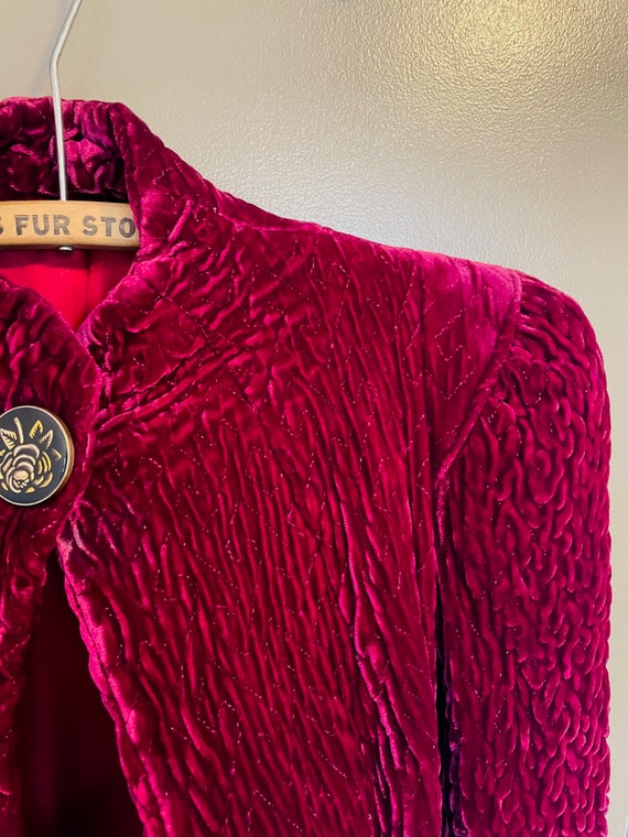 1920s Red Silk Velvet Coat, Very Long - Size Small- D… - Gem