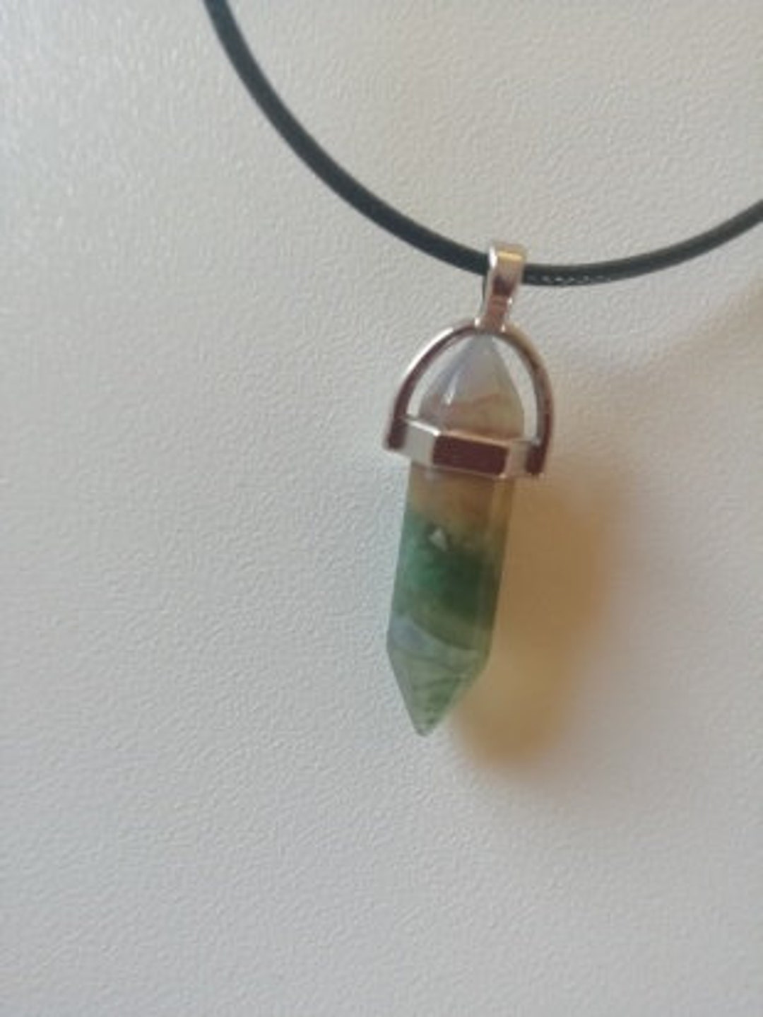 Green Agate Pendulum, Natural Stone Necklace, Agate, Summer Jewelry ...