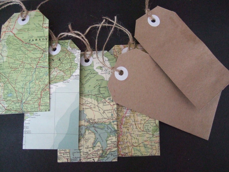 Handmade Old Map Gift Tags, Old Maps Gift Labels, Upcycled Maps Gift ...