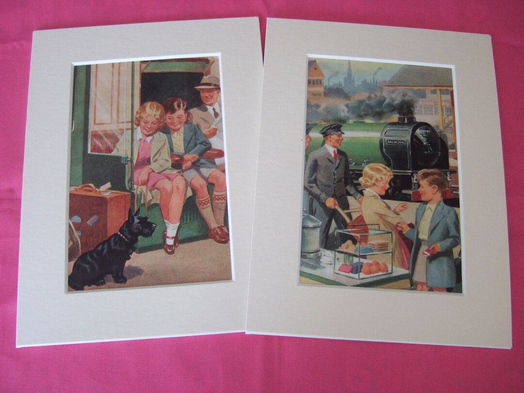 Vintage Mounted Print From Vintage Ladybird Book in the Train With ...