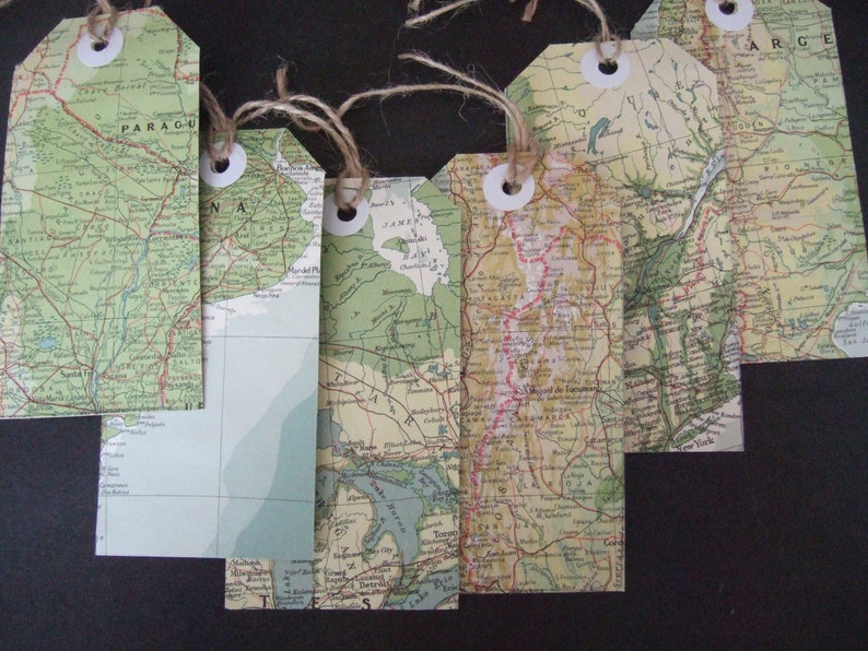 Handmade Old Map Gift Tags, Old Maps Gift Labels, Upcycled Maps Gift ...