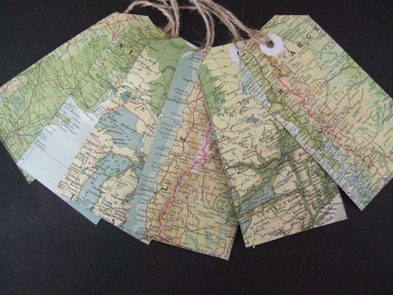 Handmade Old Map Gift Tags Old Maps Gift Labels Upcycled - Etsy