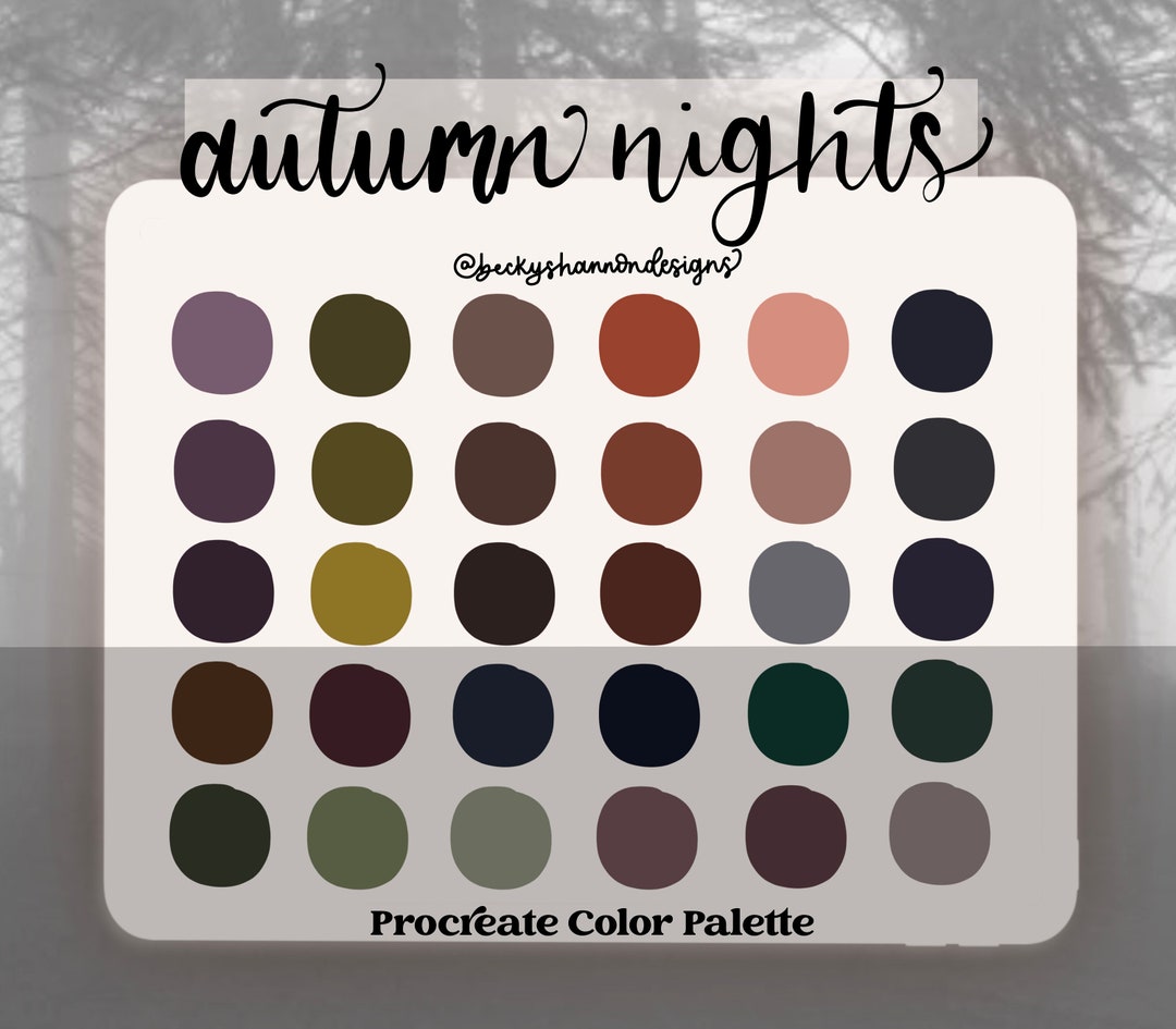 Autumn Nights Moody Color Palette for Procreate | Instant Digital ...
