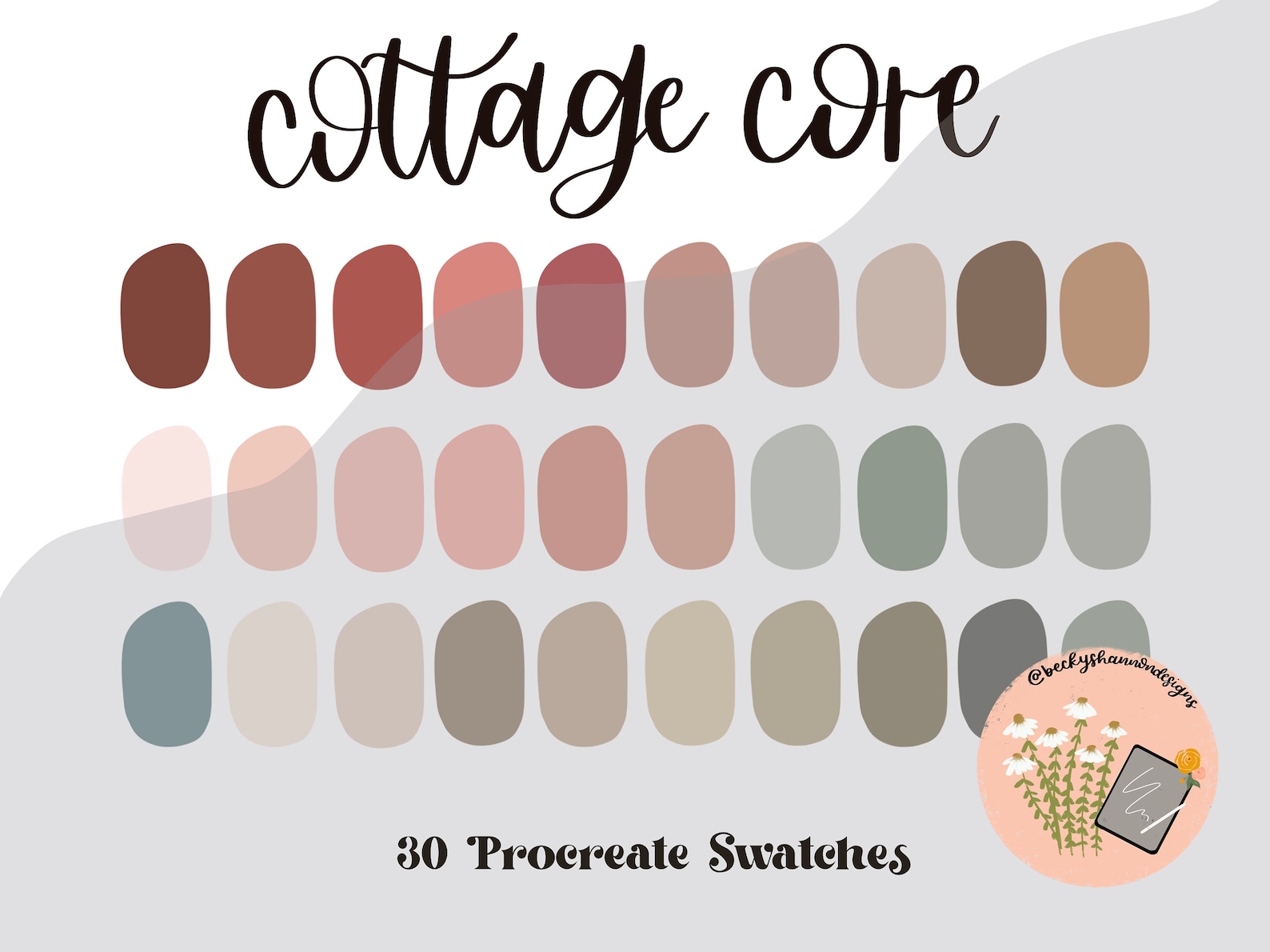 Cottage Core Procreate Color Palette Instant Digital Download | Etsy