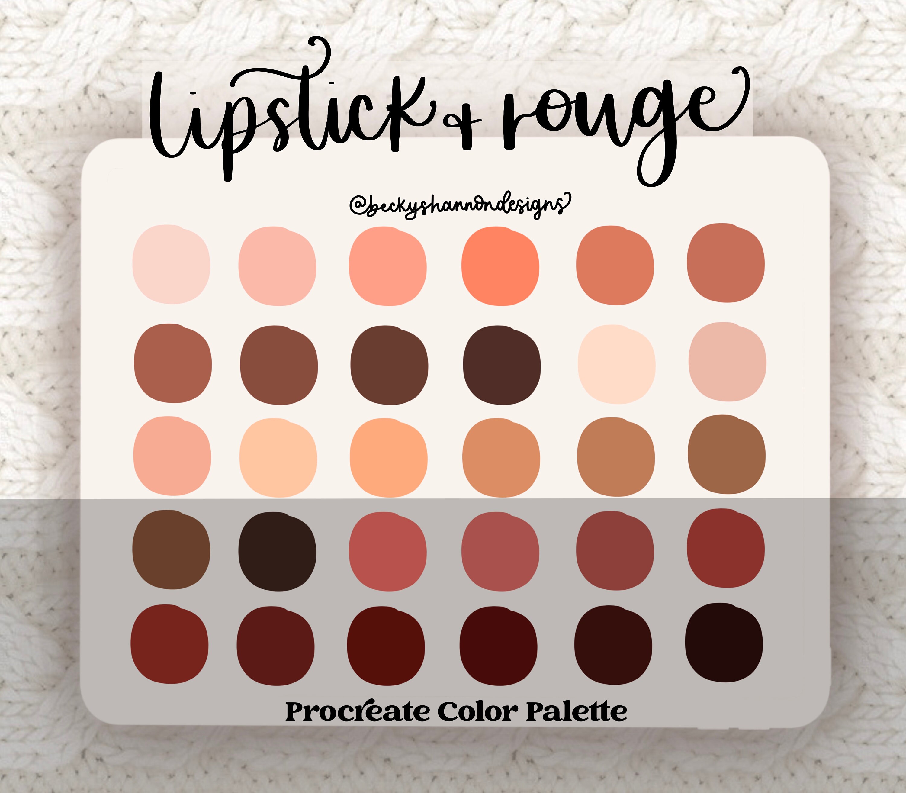 Lipstick and Rouge Color Palette for Procreate/ 30 Swatches/ Procreate ...