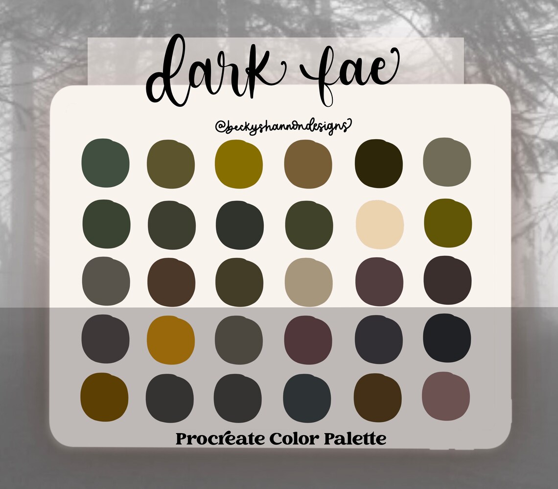 Dark Fae Dark Forest Color Palette for Procreate | Instant Digital ...