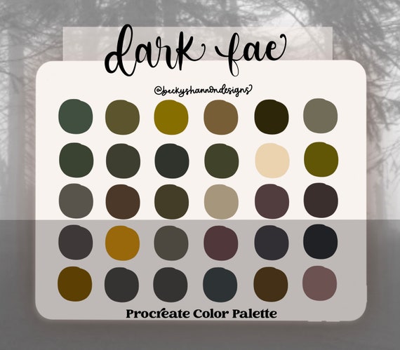 Dark Fae Dark Forest Color Palette for Procreate Instant | Etsy