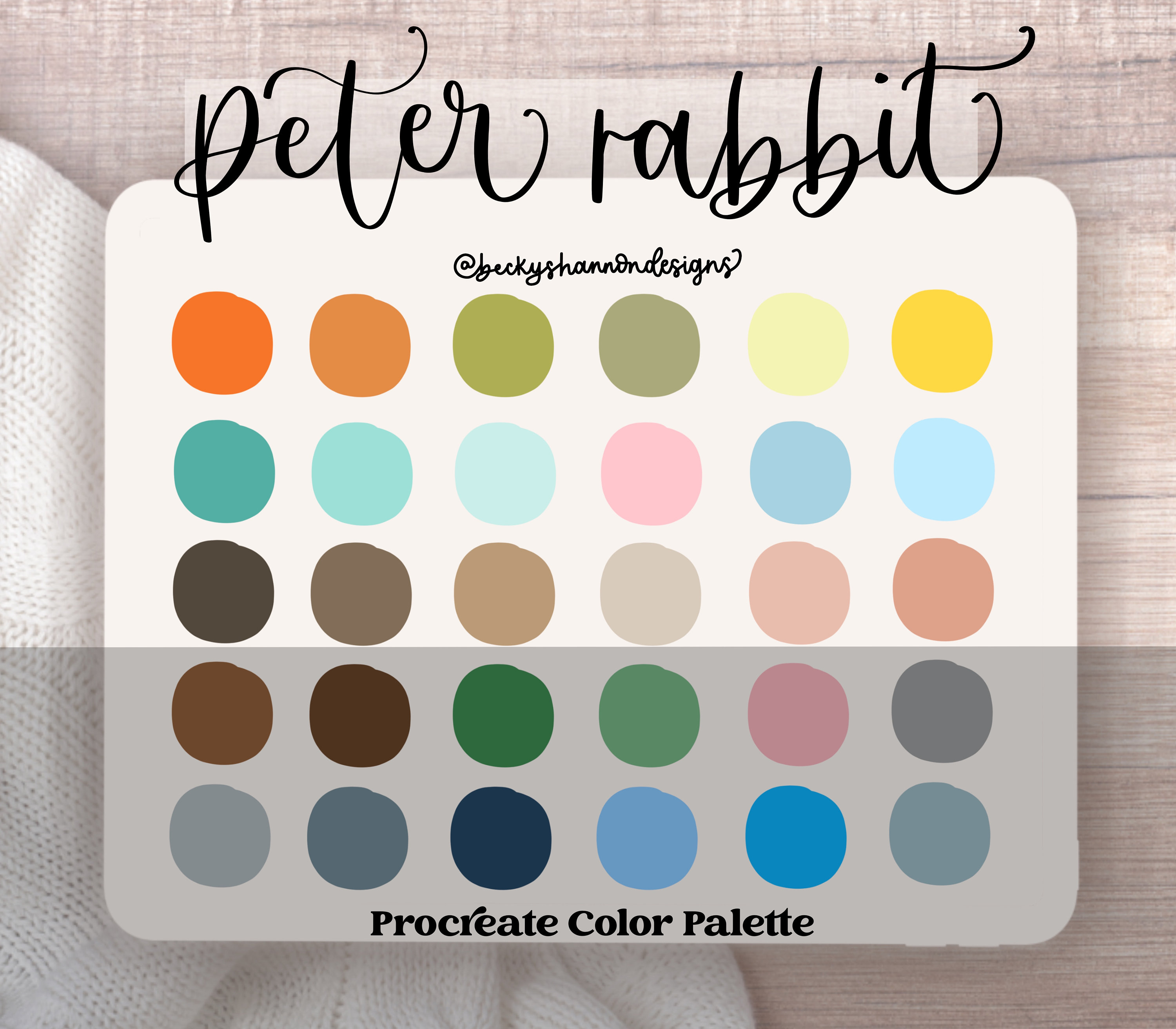 Peter Rabbit Spring Nursery Colors Procreate Color Palette -instant ...