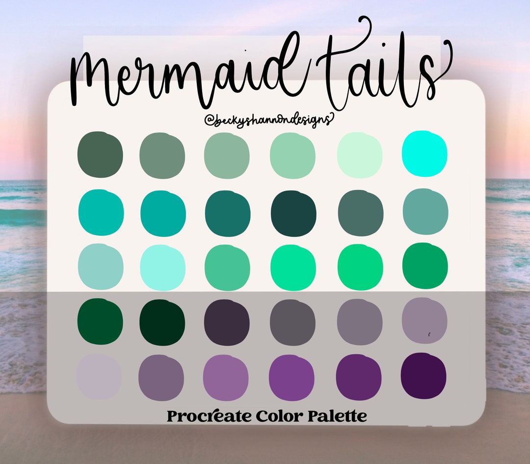 Mermaid Tails Procreate Color Palette Instant Digital Download of 30 ...