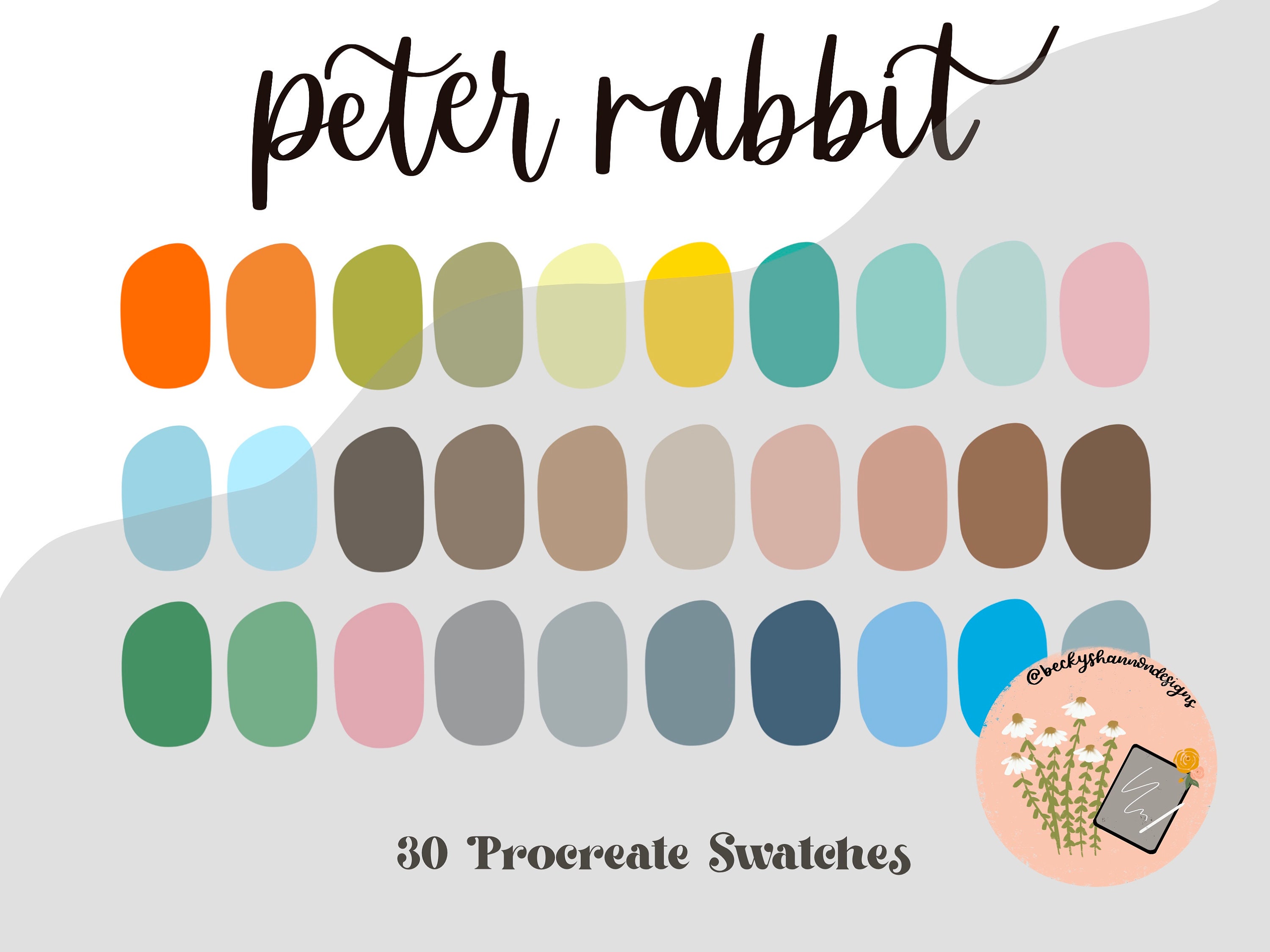 Peter Rabbit Spring Nursery colors Procreate Color Palette | Etsy