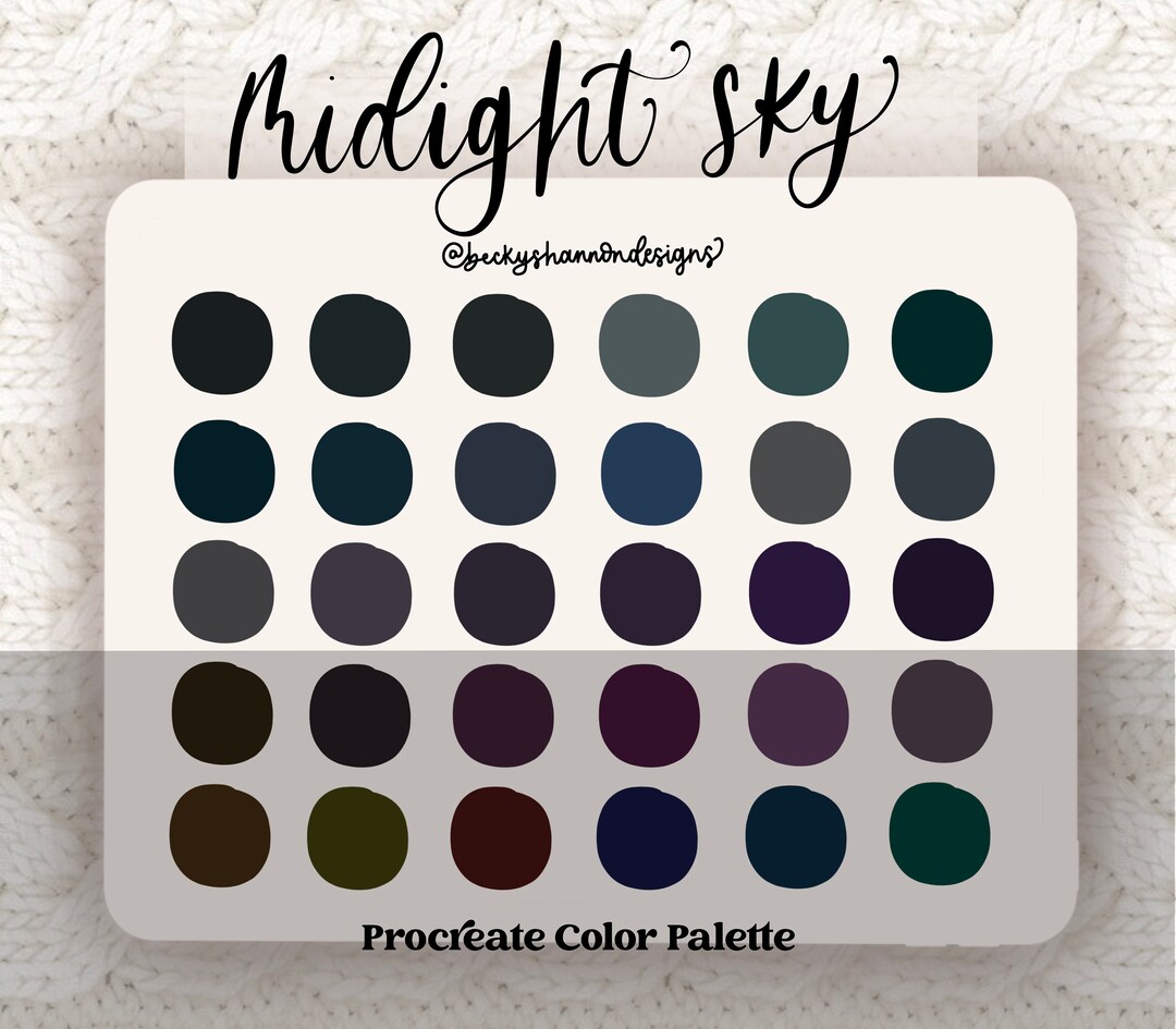 Midnight Sky Dark Color Palette for Procreate | Instant Digital ...