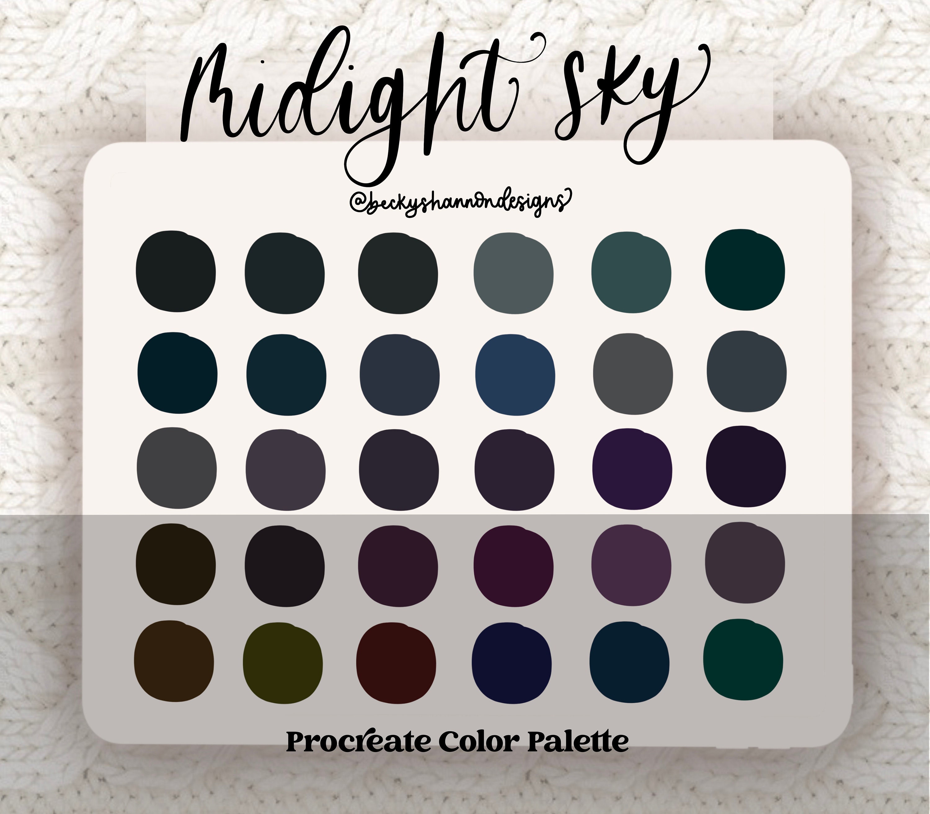 Midnight Sky Dark Color Palette for Procreate | Instant Digital ...
