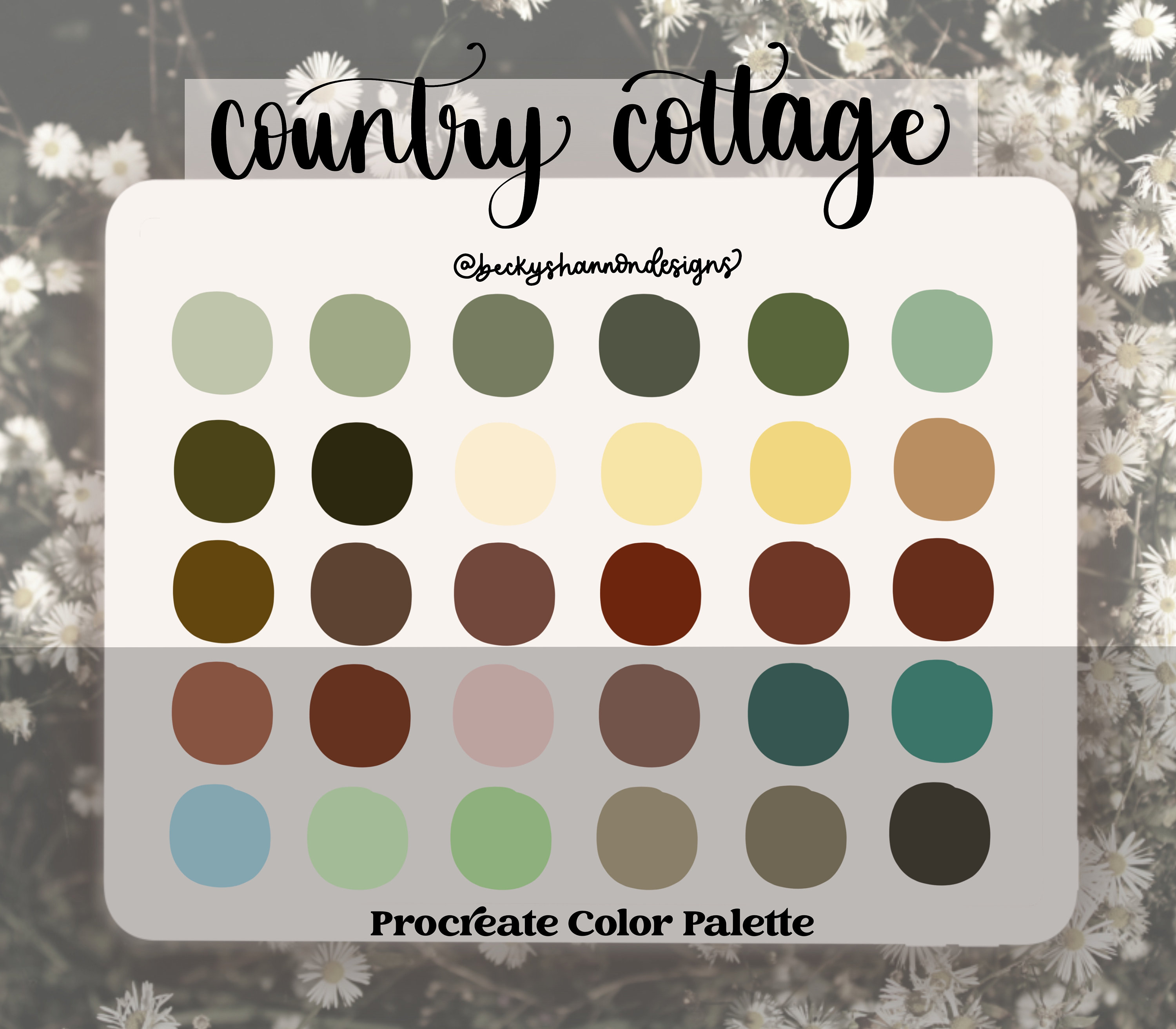 Country Cottage Procreate Color Palette - Etsy