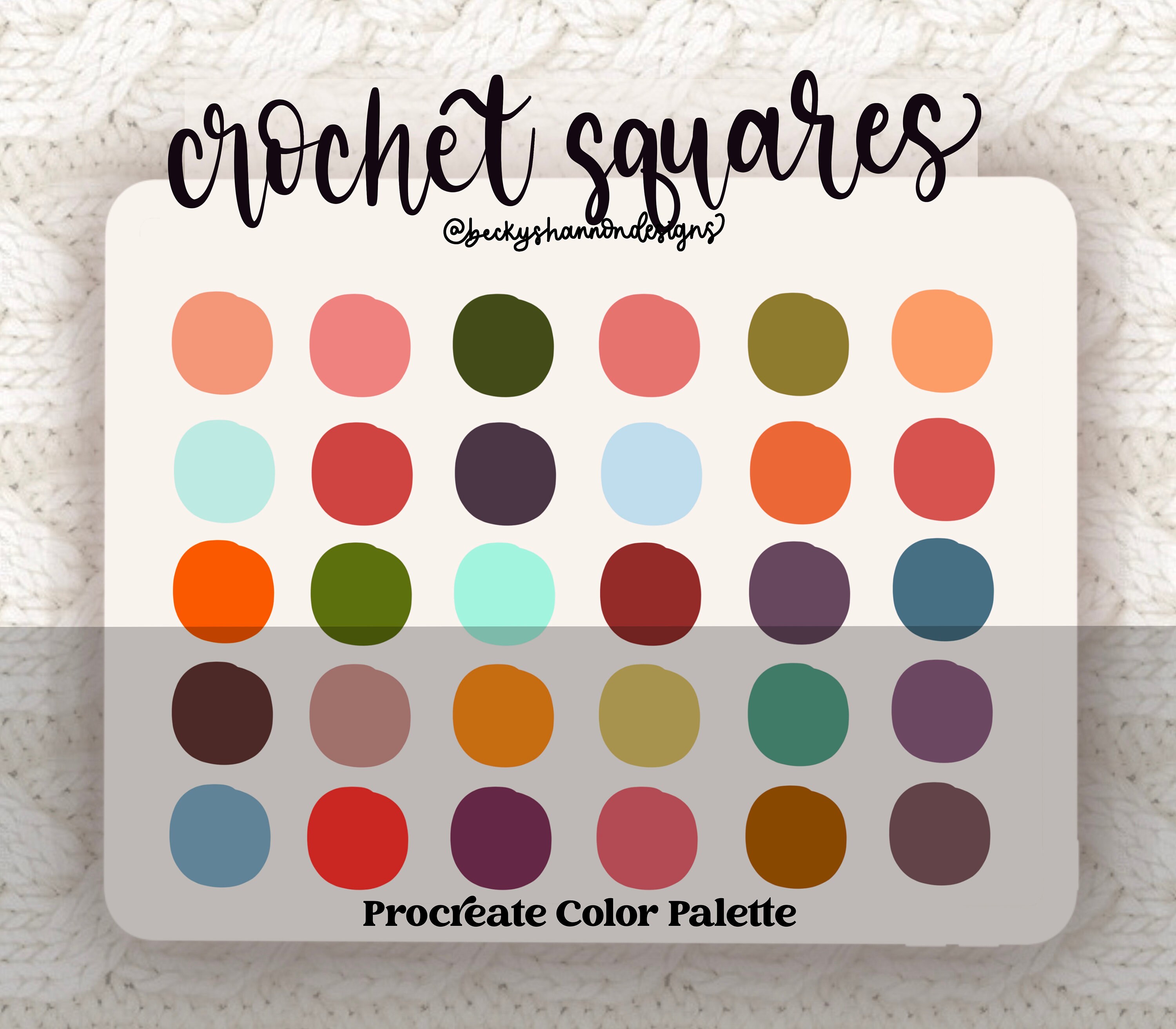 Crochet Squares Trendy Bright Procreate Color Palette Instant Digital ...