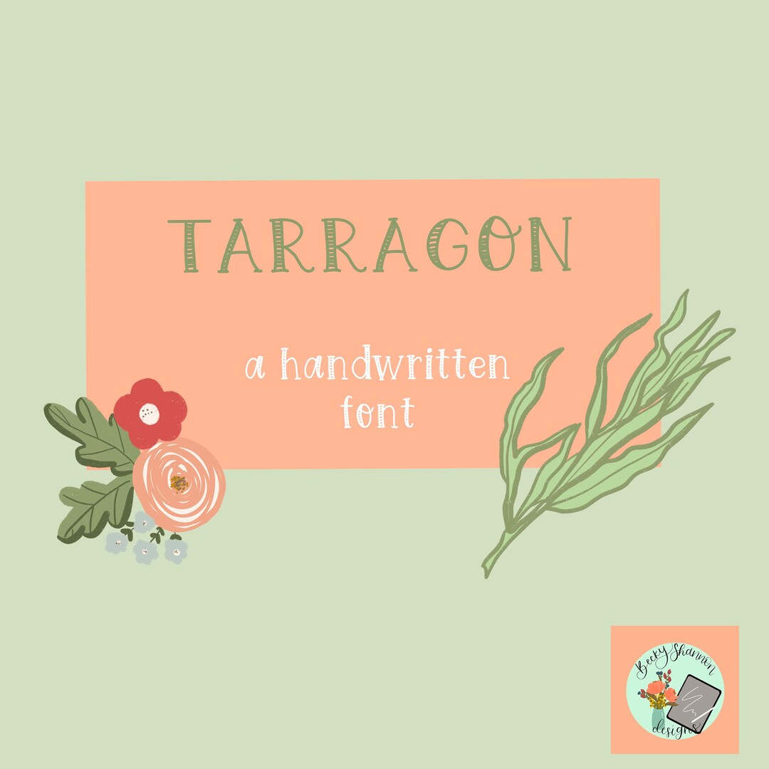 Tarragon Handwritten Font/ Commercial Use Font/ Instant Digital ...