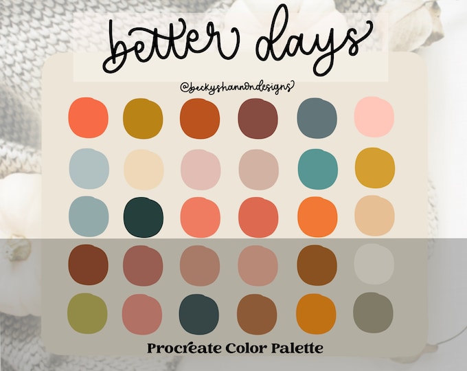 Procreate Color Palette | Color Swatches | Earth Tones | Warm Retro ...
