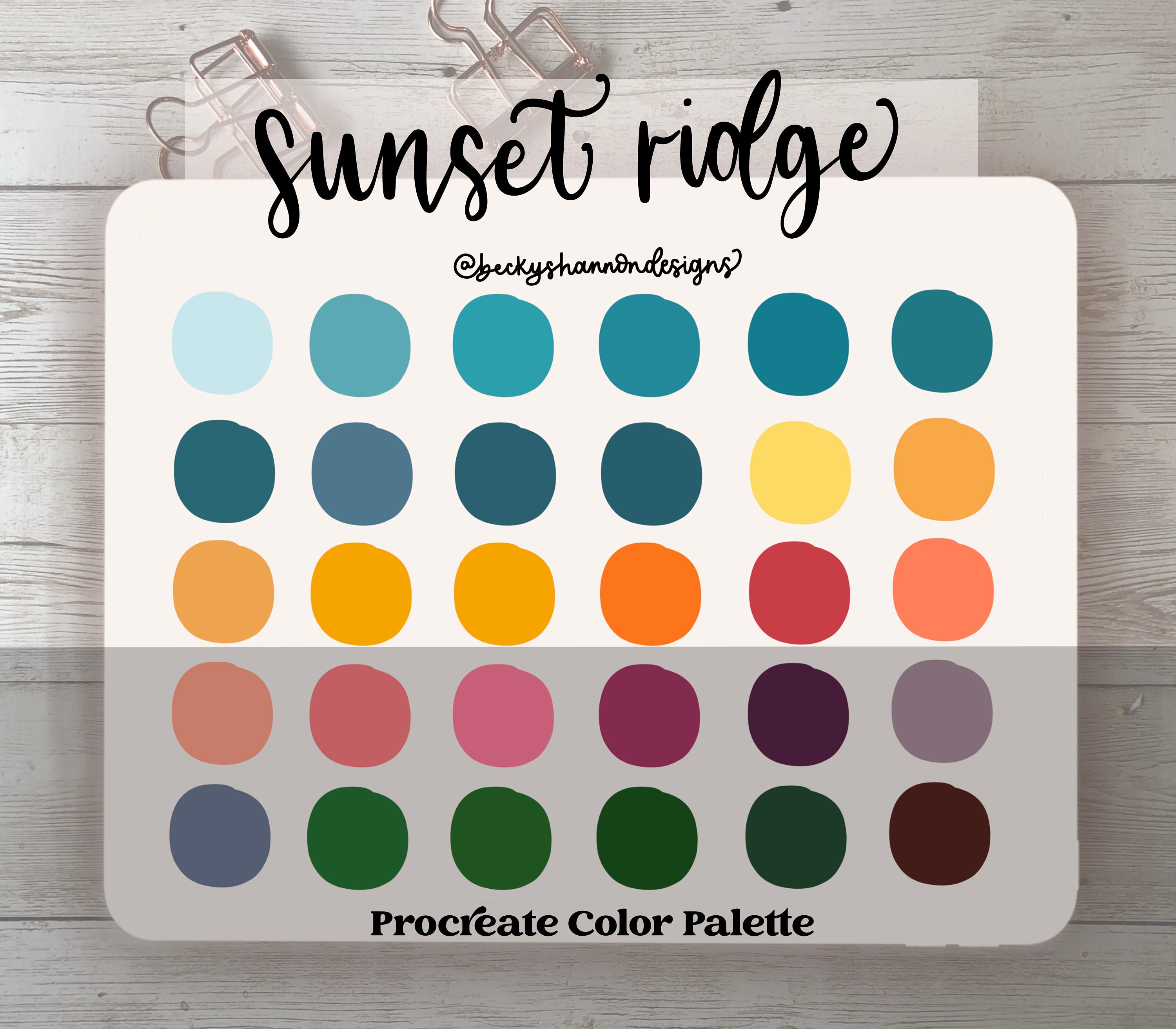 Sunset Ridge Color Palette for Procreate Instant Digital Downloadc - Etsy