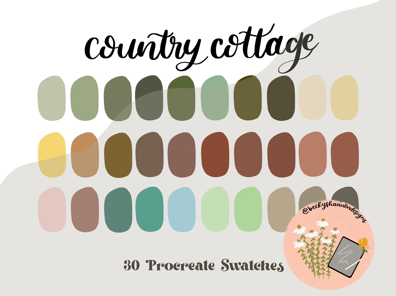 Country Cottage Procreate Color Palette | Etsy