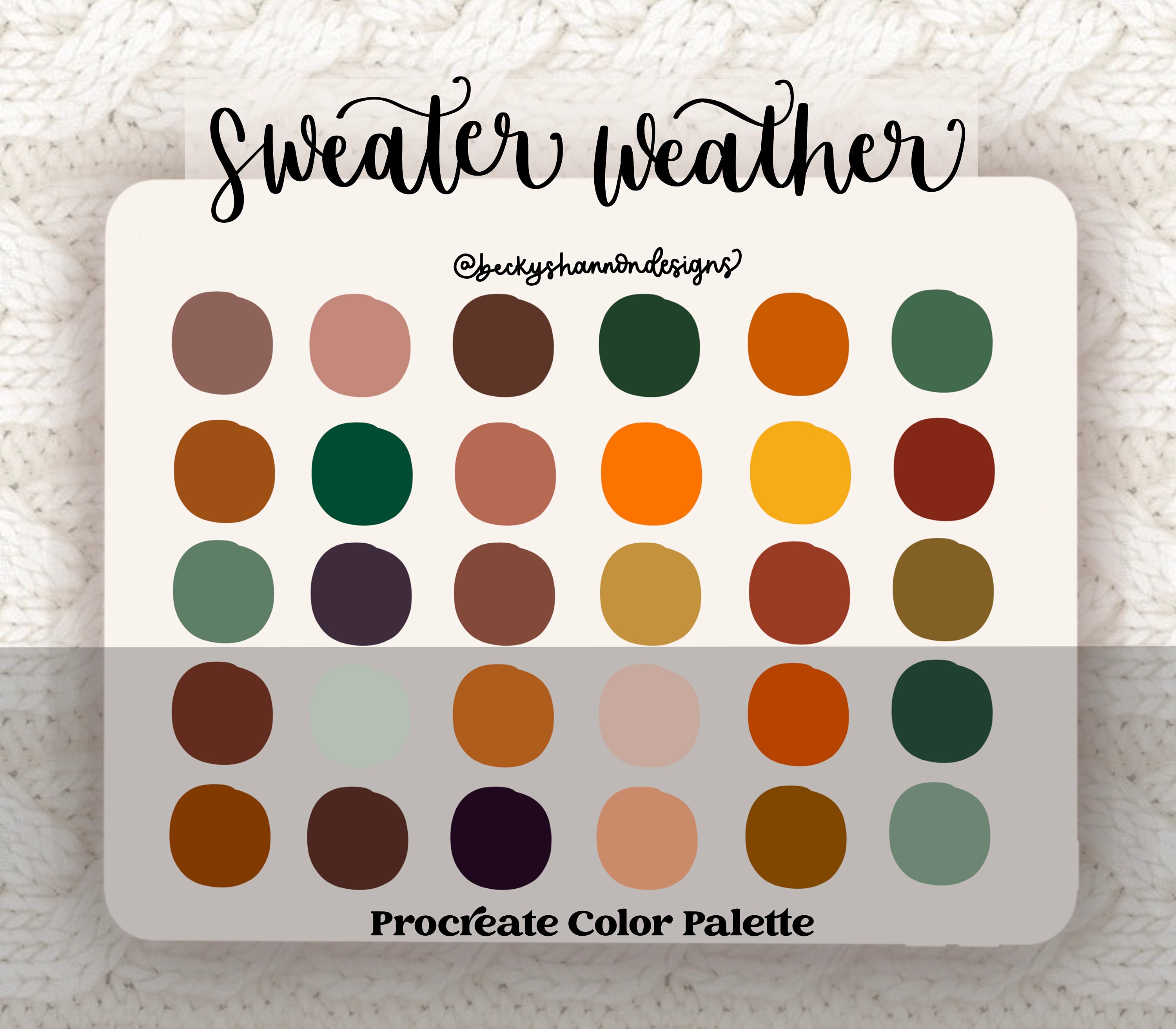Sweater Weather Color Palette for Procreate/ Instant Digital Download ...