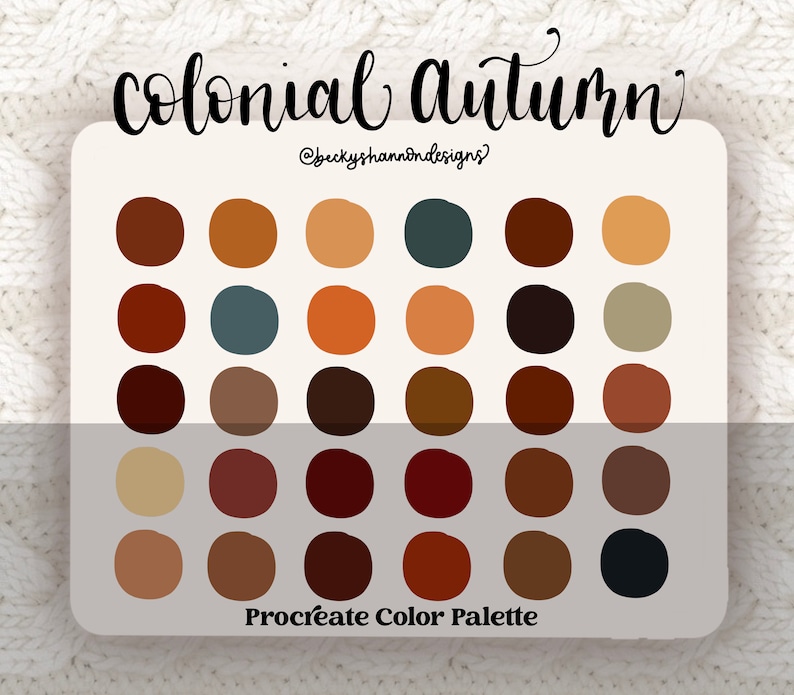Colonial Autumn Procreate Color Palette 30 Handpicked Americana Fall ...