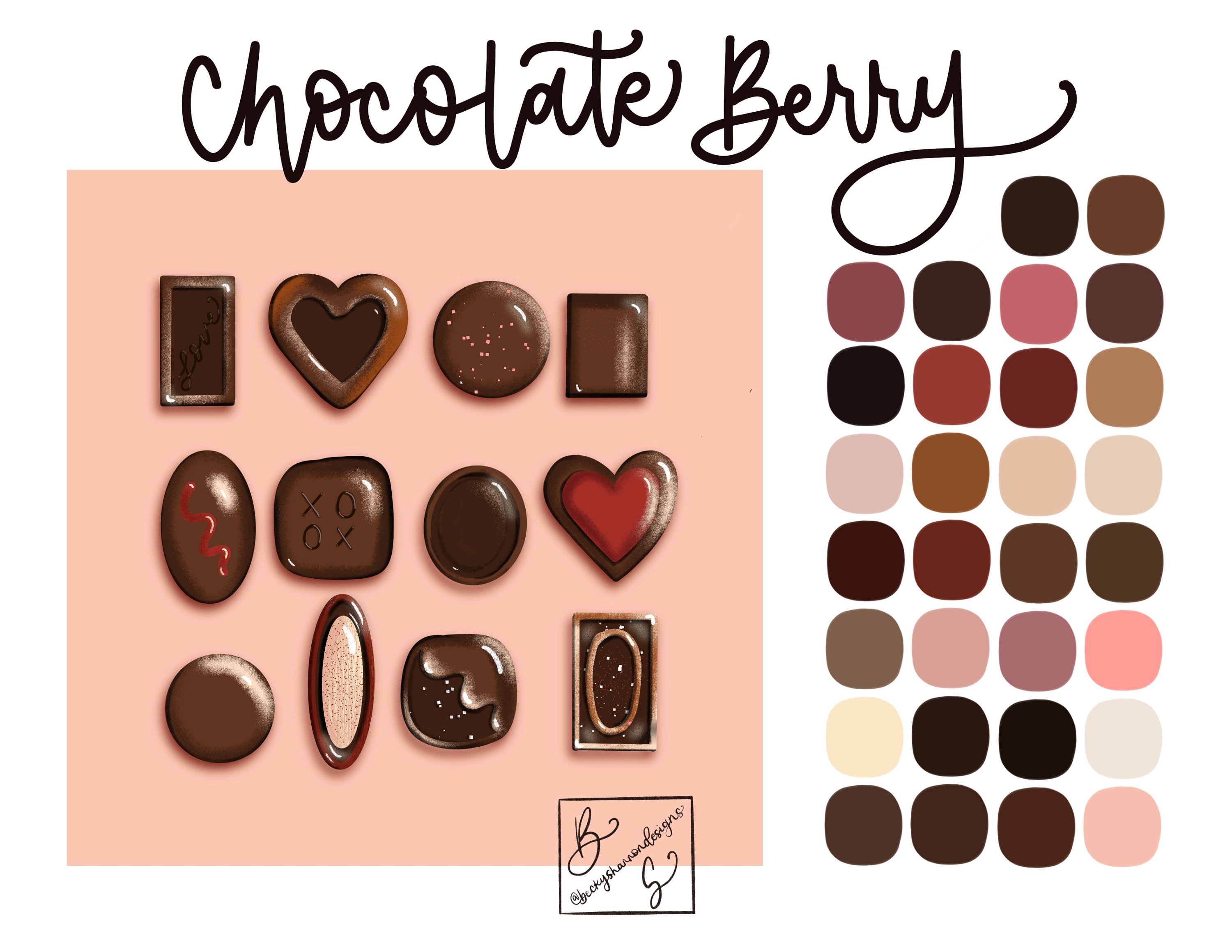 Chocolate Berry Color Palette for Procreate App/instant Digital ...