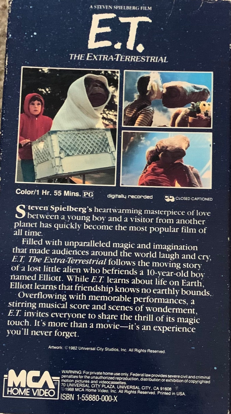 E.T the Extra Terrestrial VHS Tapes - Etsy