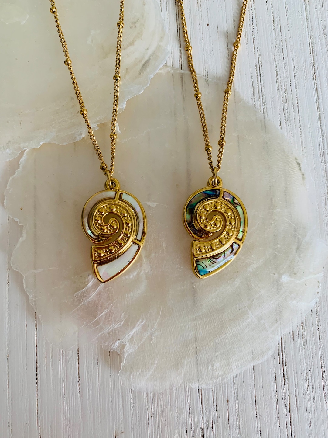 Moana Necklace - Stainless Steel Shell Necklace (abalone or Mother-of ...